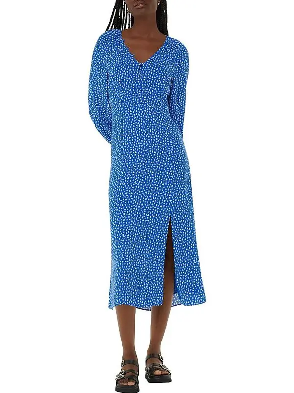 Whistles V Neck Midi Dress - Blue/multi