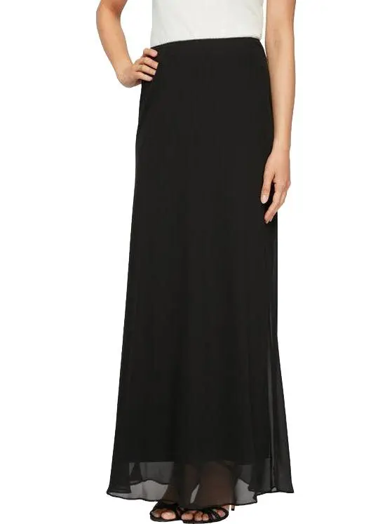 Alex Evenings Chiffon A-line Skirt - Black