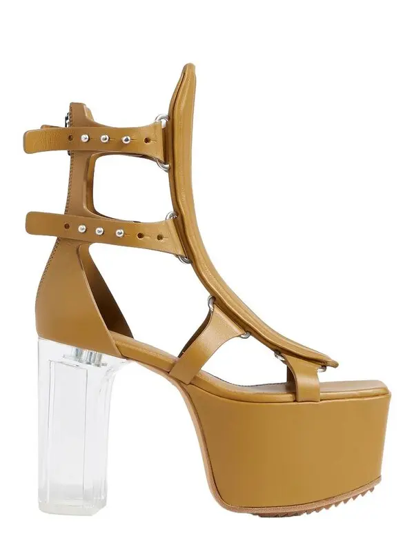 Rick Owens Leather Platform Sandals - Mustard