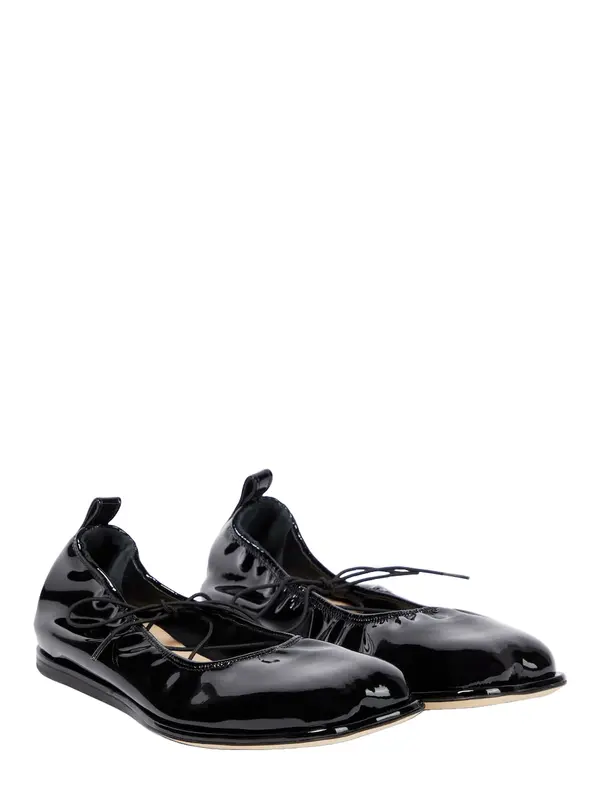 Simone Rocha Patent Leather Ballet Flats - Black