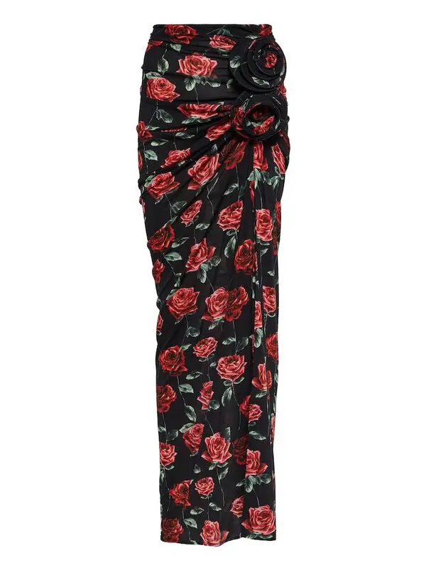 Magda Butrym Floral-appliqué Maxi Skirt - Black