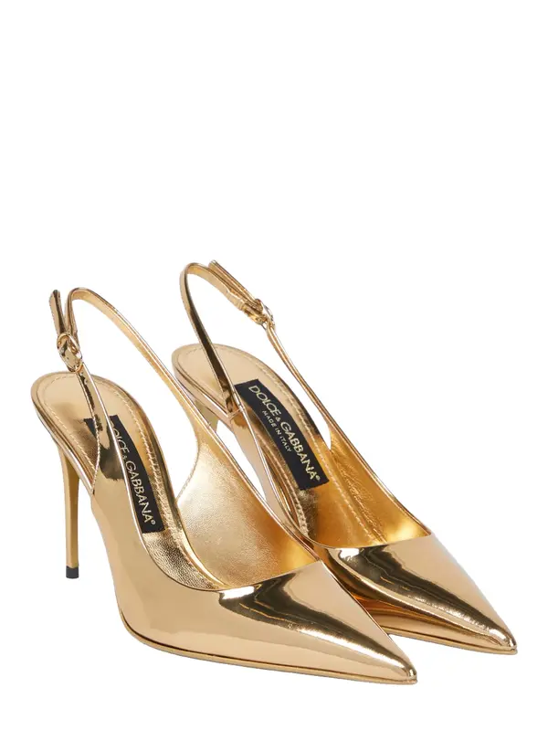 Dolce & Gabbana Leather Slingback Pumps - Gold