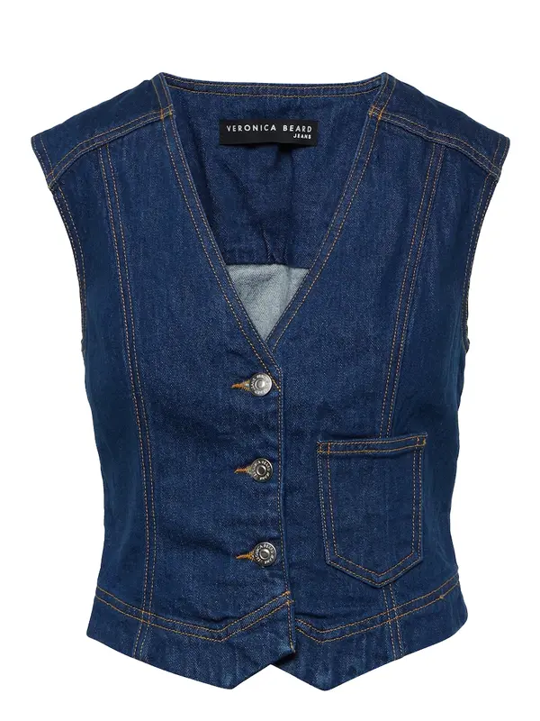 Veronica Beard Valeria Denim Vest - Blue