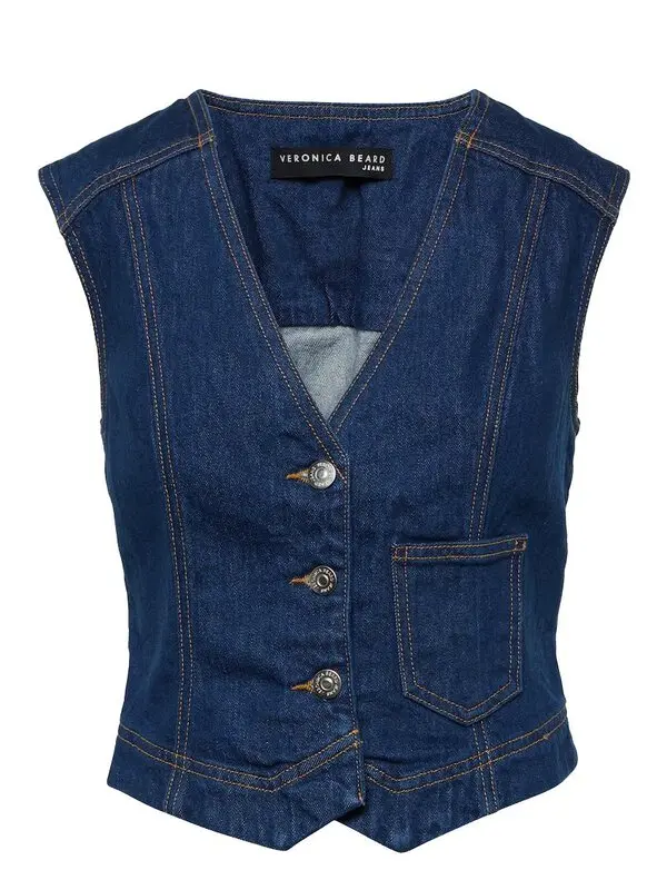 Veronica Beard Valeria Denim Vest - Blue