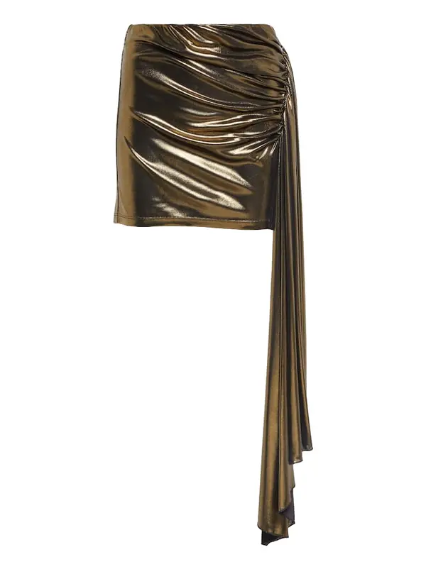 Blumarine Draped Metallic Mini Skirt - Gold
