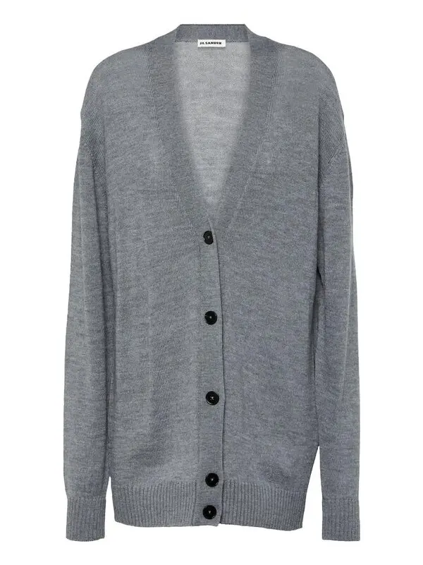 JIL SANDER V-neck Wool Cardigan - Grey