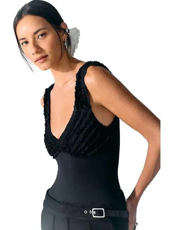 Free People Party Favor Bodysuit - Black