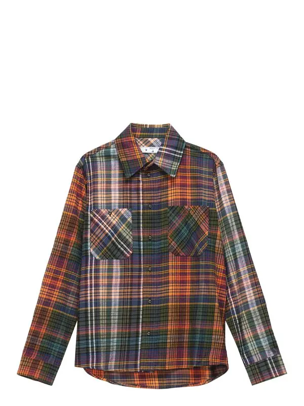 Off-White Stencil Flannel Check Shirt /black - Orange