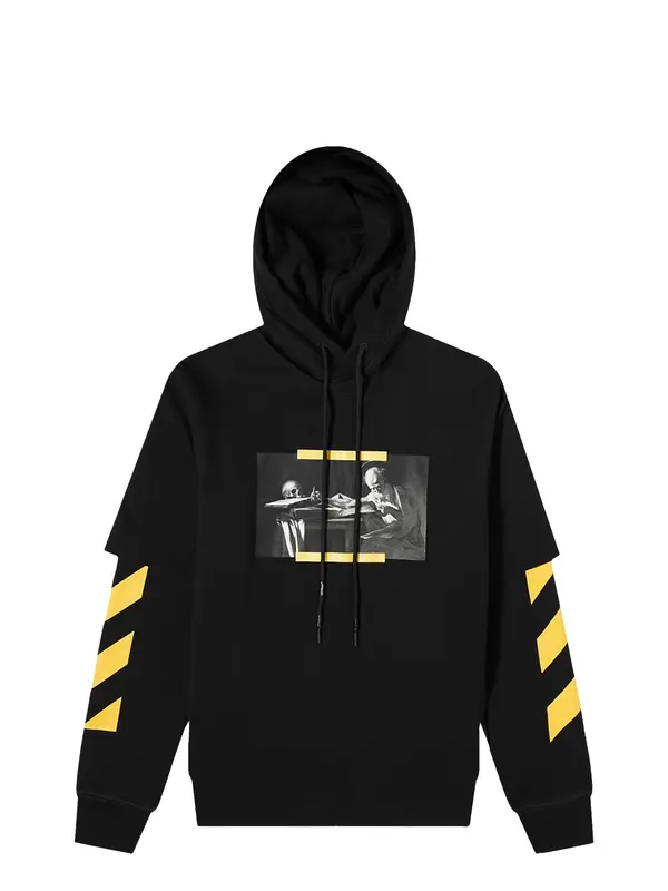 Off-White Caravaggio Painting Double Sleeve Hoodie - Black
