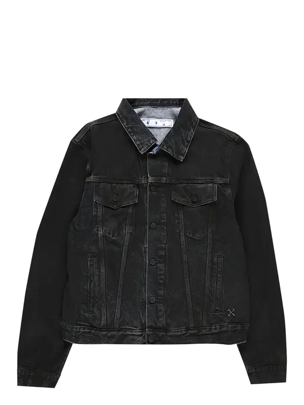 Off-White Stencil Slim Denim Jacket - Black