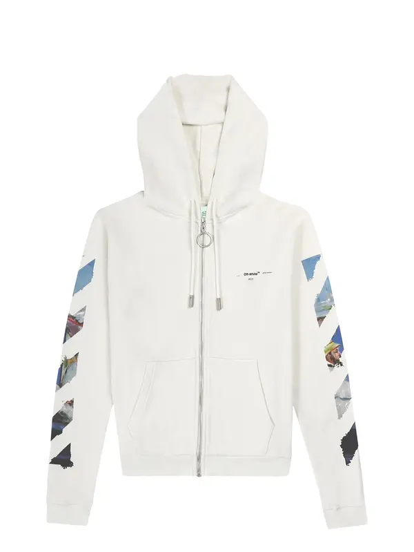 Off-White Diag Multicolour Zipped Hoodie - White