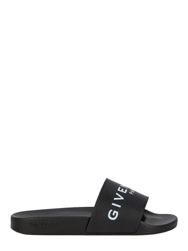 Givenchy Logo Rubber Slides - Black