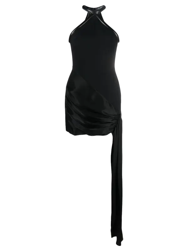 David Koma Sleeveless Halterneck Draped Minidress - Black