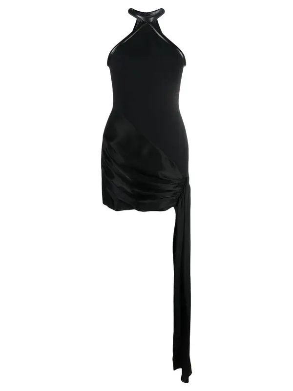 David Koma Sleeveless Halterneck Draped Minidress - Black