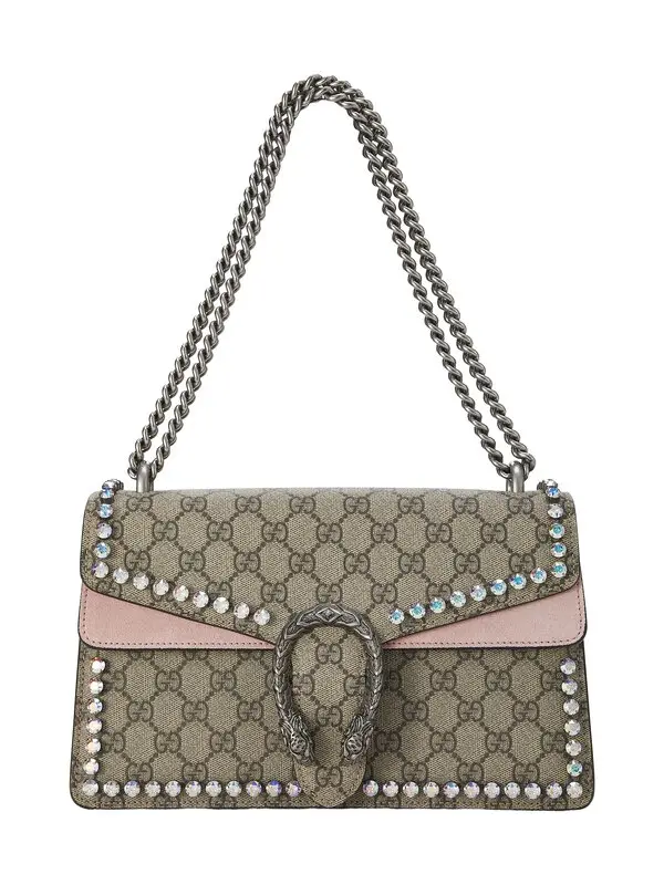 Gucci Original Gg Supreme Canvas Embellished Dionysus Bag - Pink