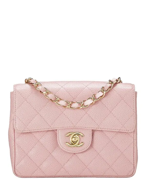 Chanel Quilted Caviar Square Flap Bag - Pink