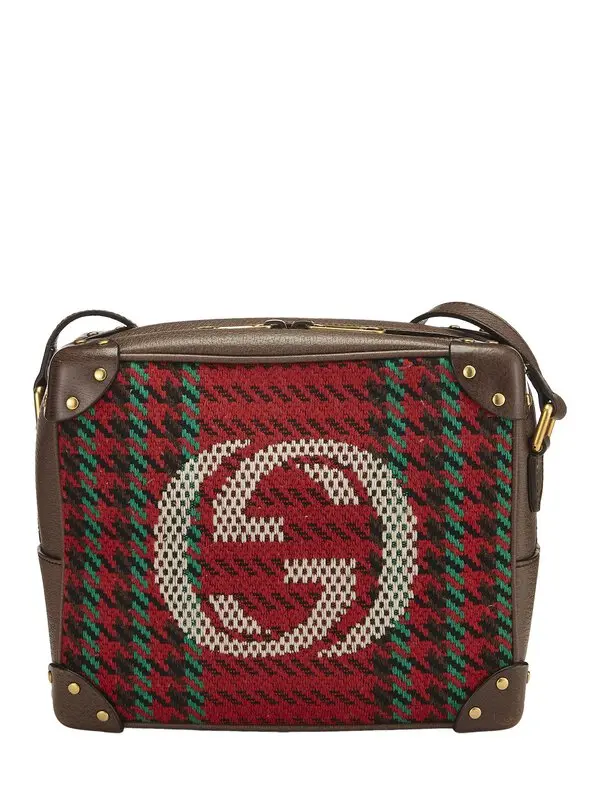 Gucci Houndstooth 'gg' Crossbody - Brown