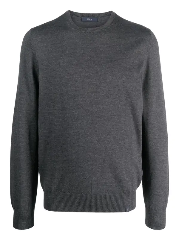 FAY Crew-neck Wool Jumper - Grey
