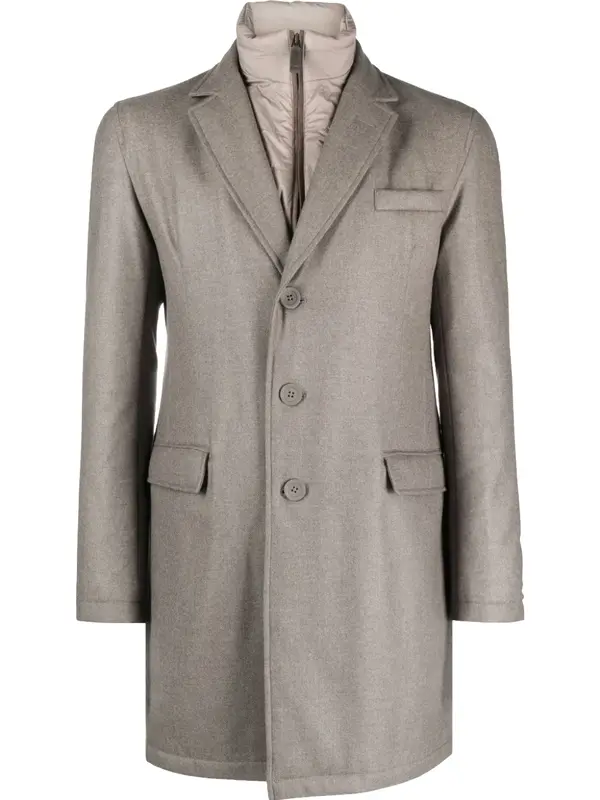 Herno Hybrid Single-breasted Coat - Grey