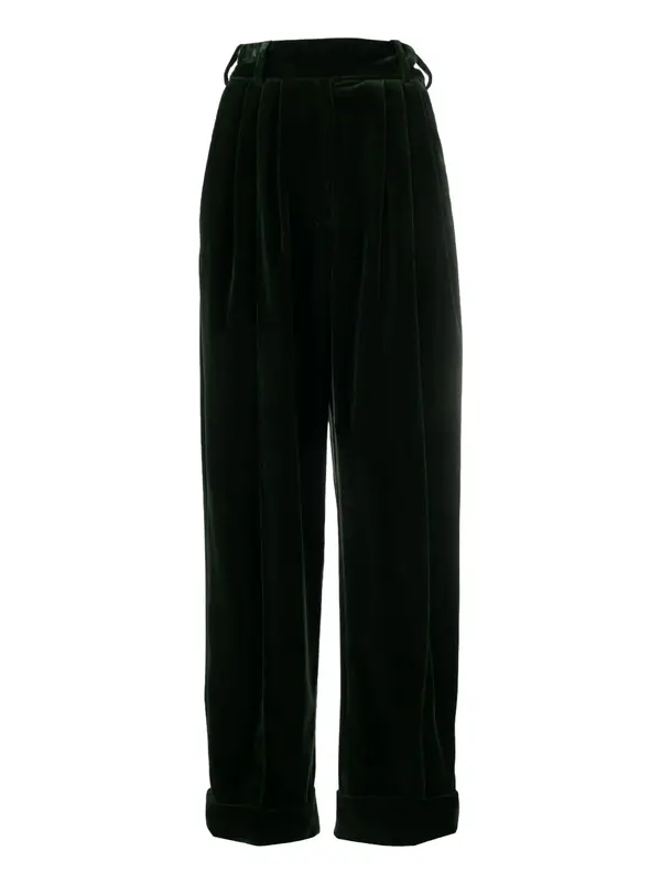 Alexandre Vauthier High-waisted Velvet Trousers - Green