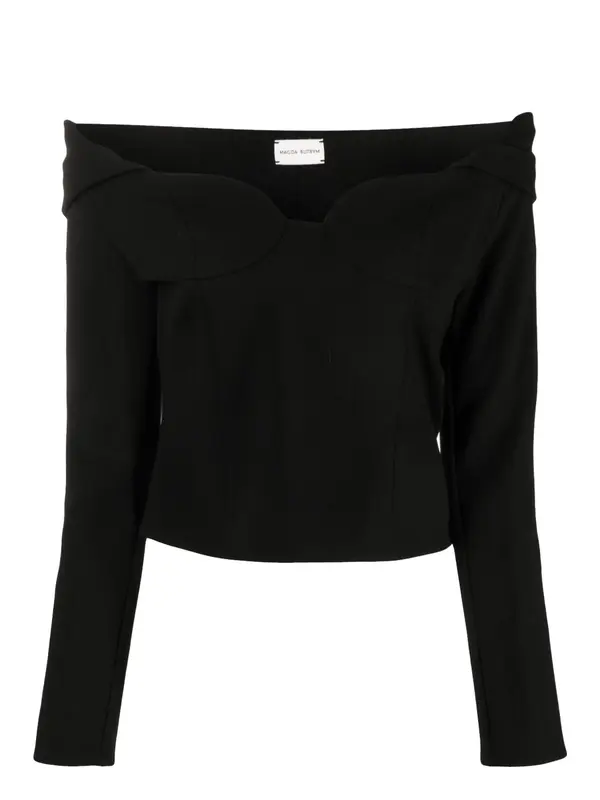 Magda Butrym Off-shoulder Long-sleeve Top - Black