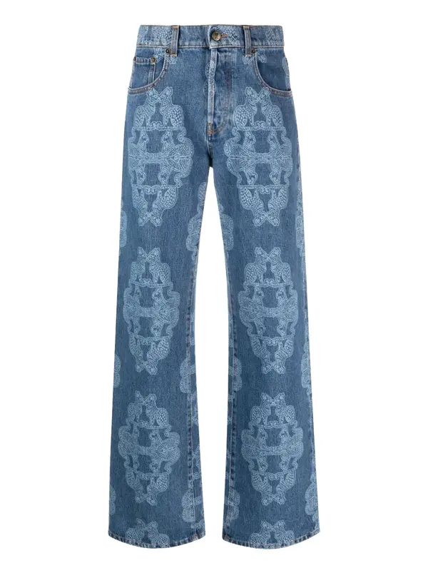 La DoubleJ Printed Straight-leg Jeans - Blue