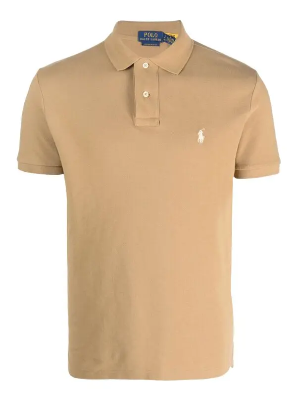 Polo Ralph Lauren Logo-embroidered Short-sleeve Polo - Neutrals
