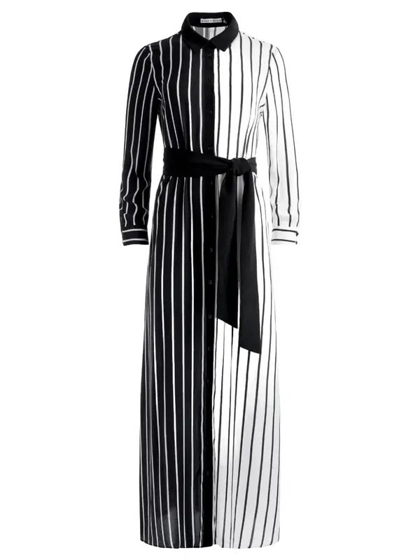 Alice + Olivia Chassidy Striped Maxi Shirtdress - Black