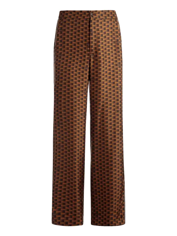 Bally Pennant-print Silk Trousers - Brown