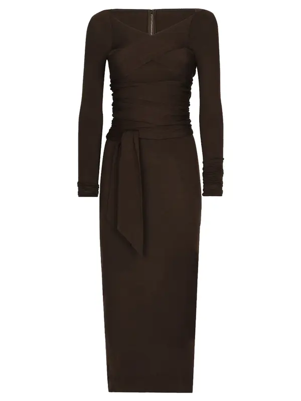 Dolce & Gabbana Wraparound Midi Dress - Brown
