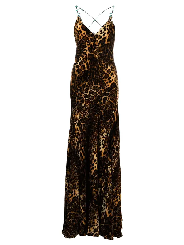 Roberto Cavalli Leopard Print Maxi Dress - Neutrals