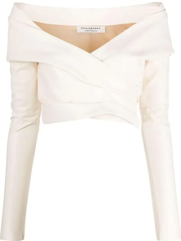 Philosophy Di Lorenzo Serafini Off-shoulder Cropped Top - Neutrals