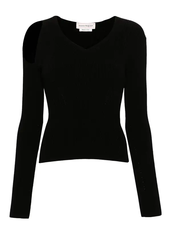 Alexander McQueen Cut-out Detail Sweater - Black