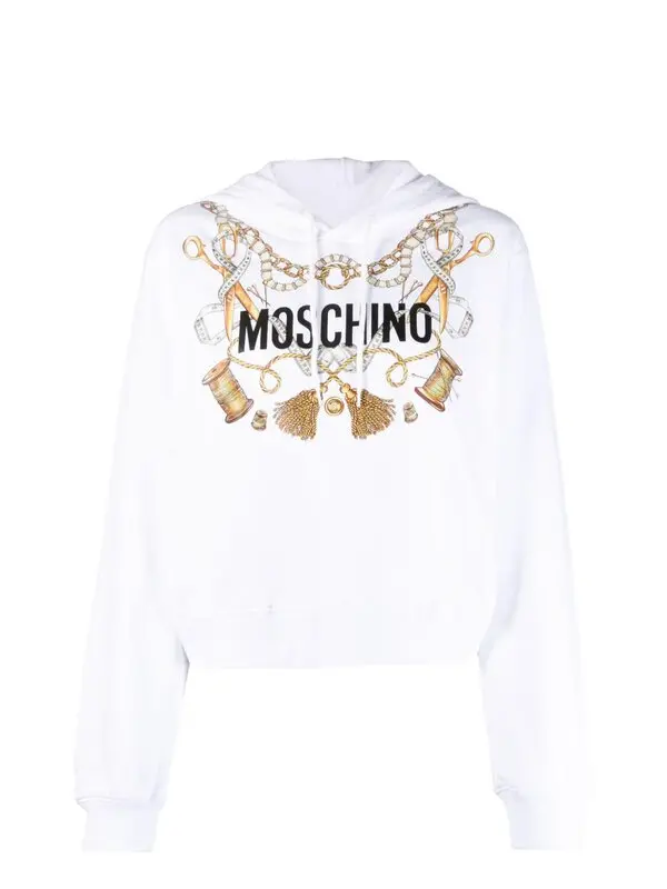 Moschino Logo-print Organic Cotton Hoodie - White