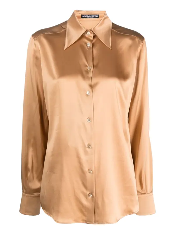 Dolce & Gabbana Satin Silk Shirt - Neutrals