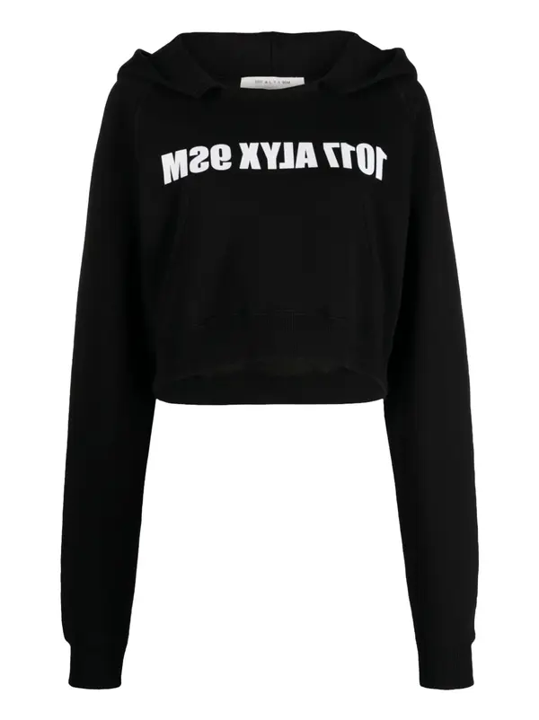 1017 Alyx 9sm Logo-print Cropped Hoodie - Black