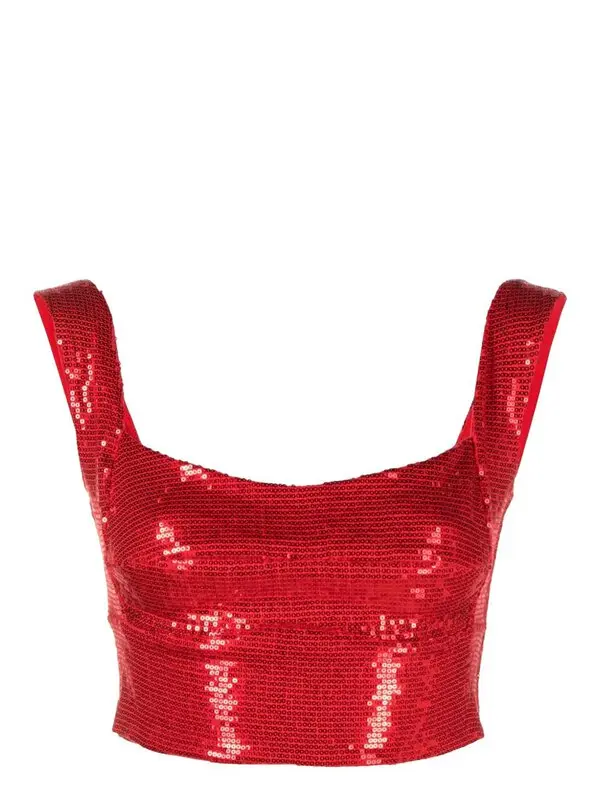 ATU BODY COUTURE Sequin-embellished Crop Top - Red