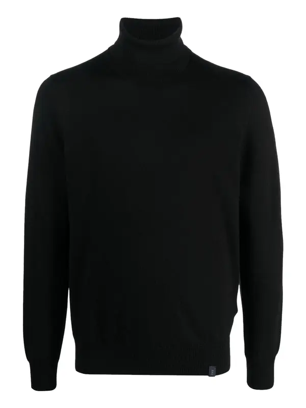 FAY Roll-neck Virgin Wool Jumper - Black