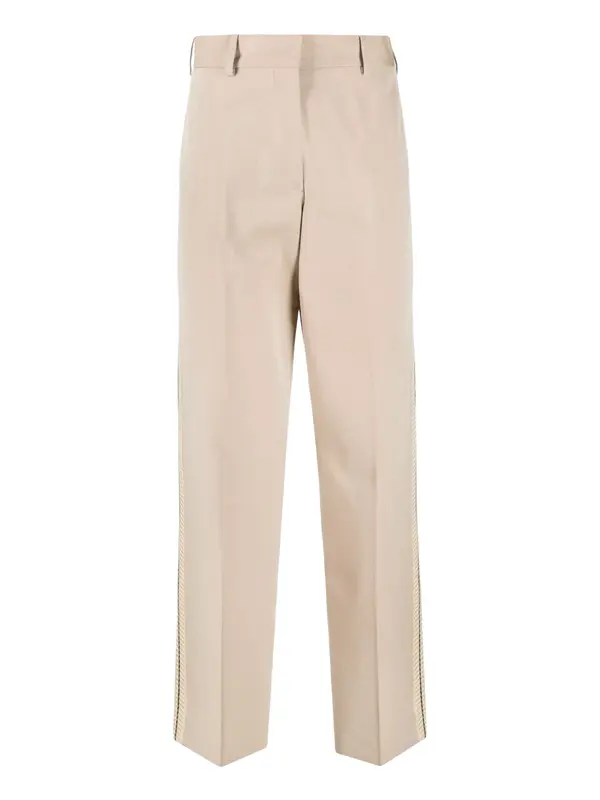 Palm Angels Crochet-stripe Cotton Trousers - Neutrals