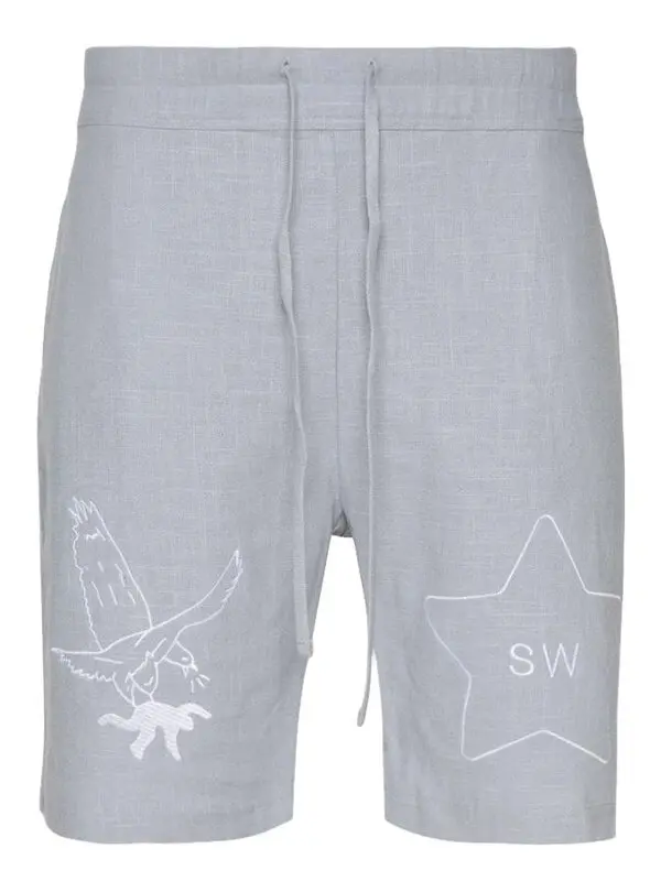 SAINTWOODS Linen Gym Shorts - Light Blue