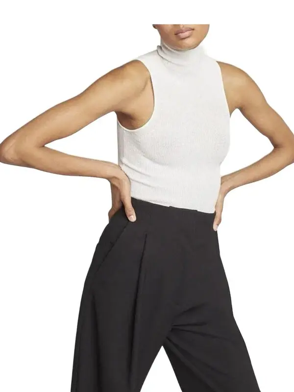 Proenza Schouler Matte Viscose Knit Ribbed Top - White