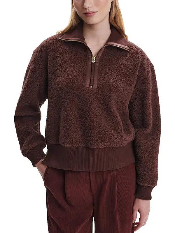 Varley Roselle Half Zip Fleece Sweatshirt - Deep Mahogany