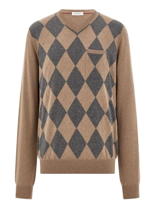 FERRAGAMO V-neck Sweater - Beige