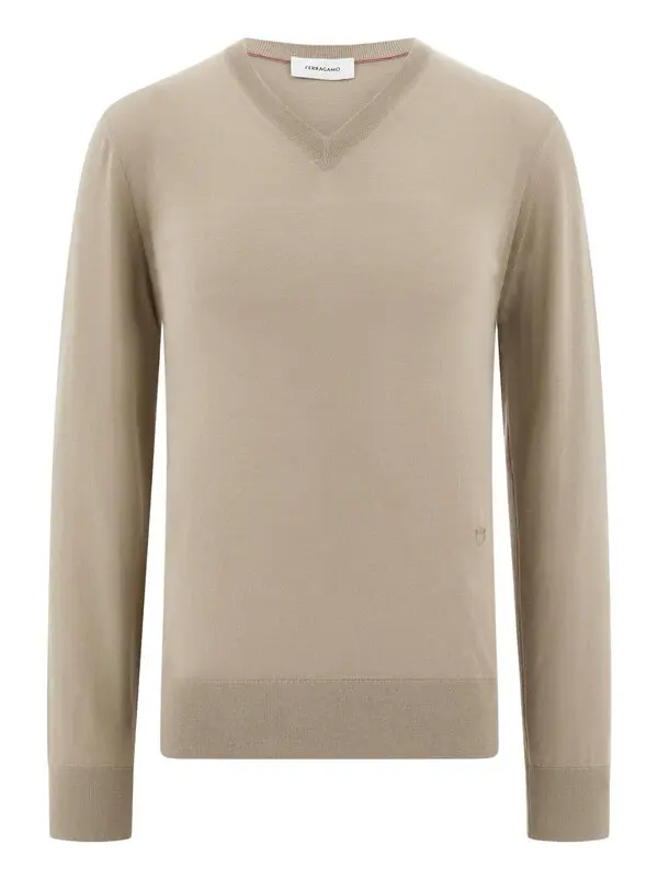 FERRAGAMO V-neck Sweater - White