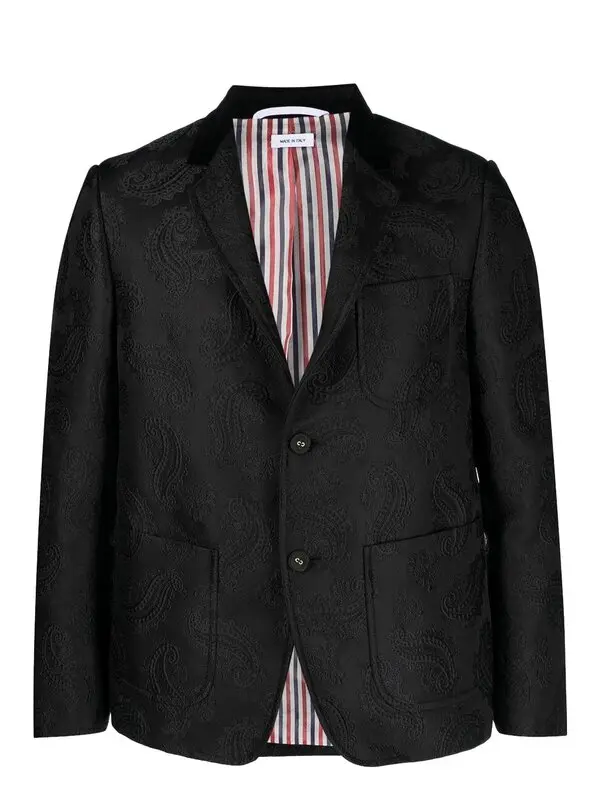 Thom Browne Jacquard Paisley Single-breasted Blazer - Black