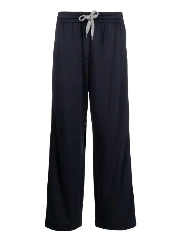 Brunello Cucinelli Monili Embellished Wide-leg Trousers - Blue