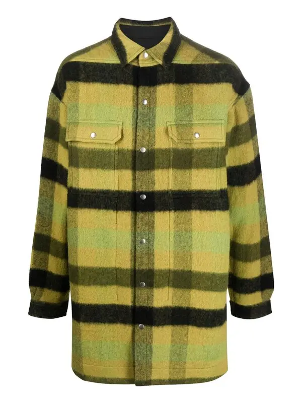 Rick Owens Plaid-check Wool Coat - Green