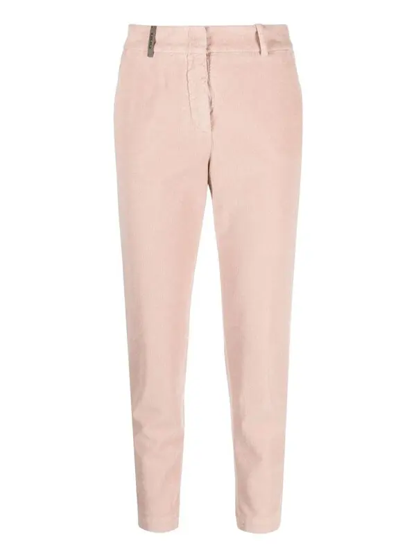 Peserico Tapered-leg Cropped Corduroy Trousers - Pink
