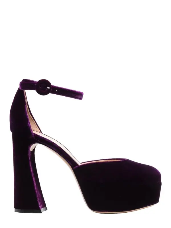 GIANVITO ROSSI 120mm Velvet Platform Sandals - Purple