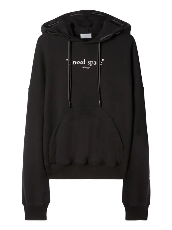 Off-White Give Me Space" Cotton Hoodie - Black